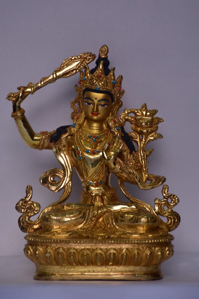 Buy 8″ Manjushree Statue, 24K Gold Gilded - Fine Arts Nepal